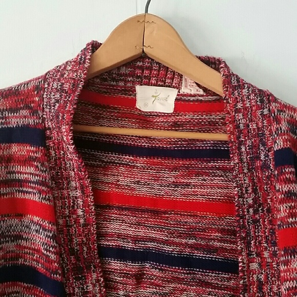 Tami | Sweaters | Vintage Cardigan Sweater Red Striped Woven Rustic ...